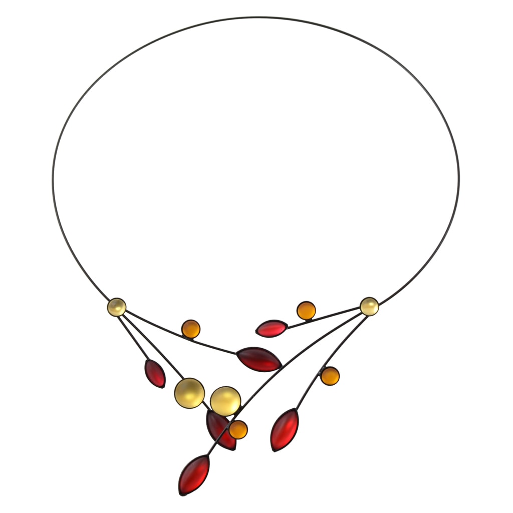 Kristina Collection Leaves and Circles Choker Necklace, Red and Yellow ...